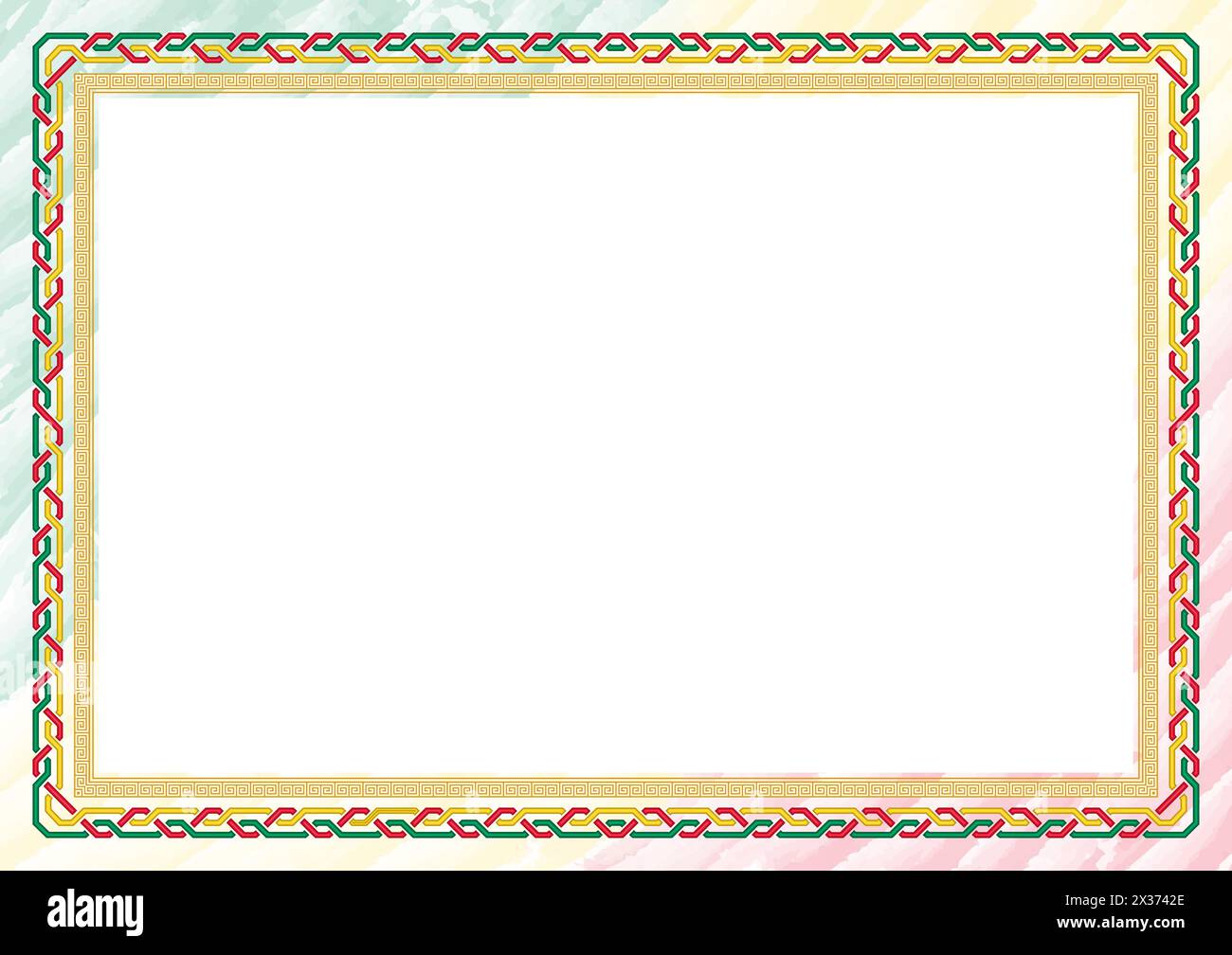 Horizontal frame and border with colors of Benin flag, template ...