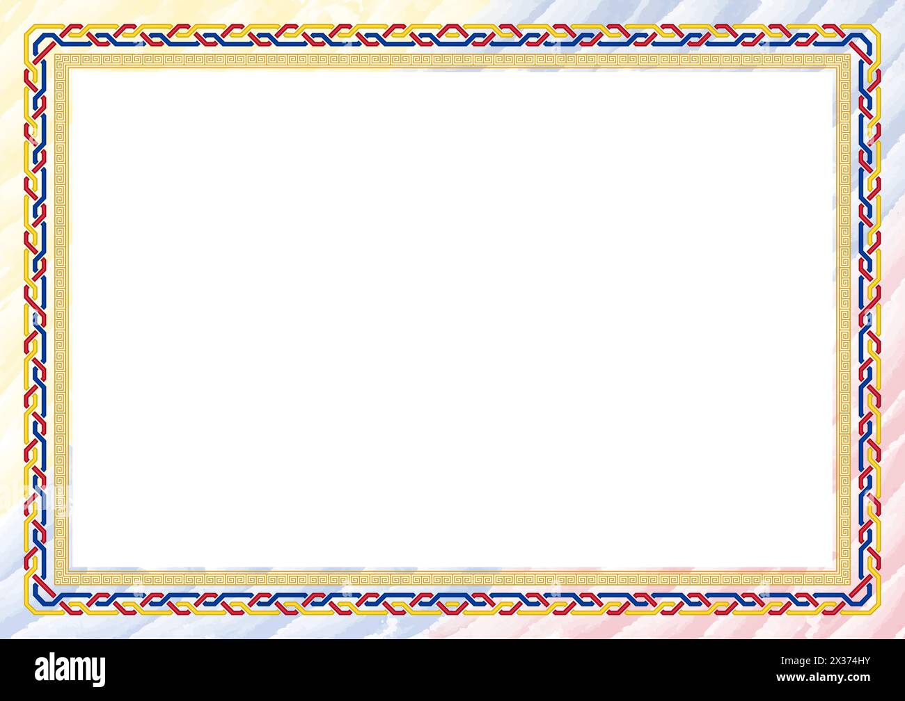 Horizontal frame and border with colors of Colombia flag, template ...