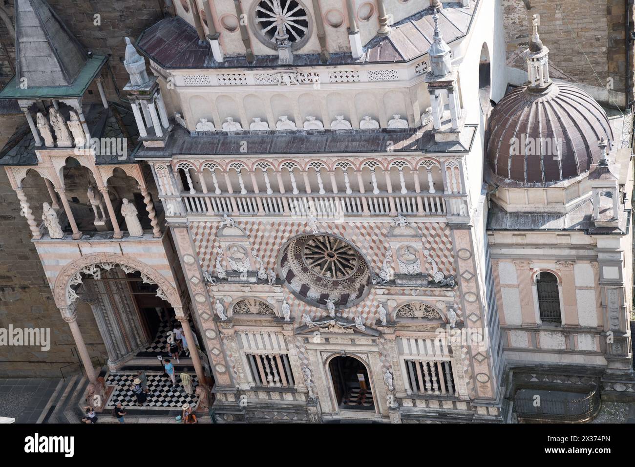 Gothic Giovanni da Campione's porch from XIV century of Lombard Romanesque Basilica di Santa ...