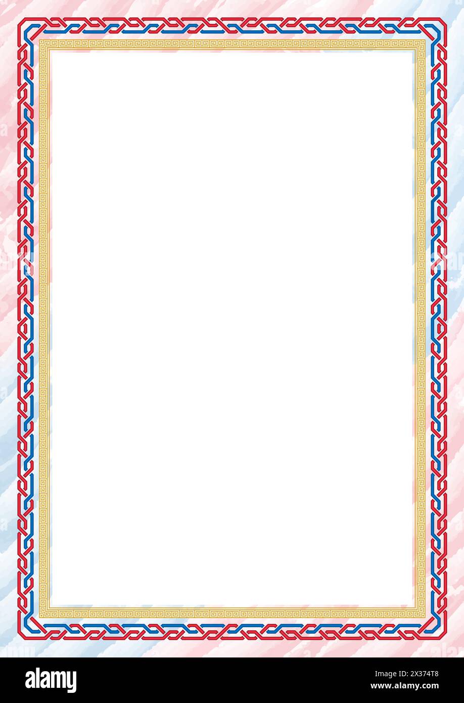 Vertical frame and border with colors of Mongolia flag, template ...