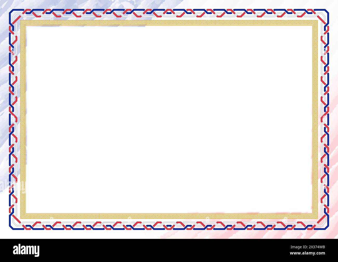 Horizontal frame and border with colors of France flag, template ...