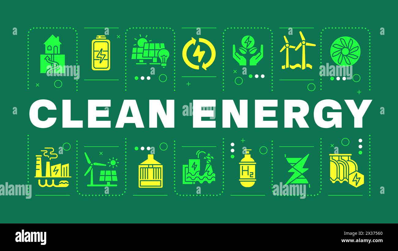 Clean energy green word concept Stock Vector Image & Art - Alamy