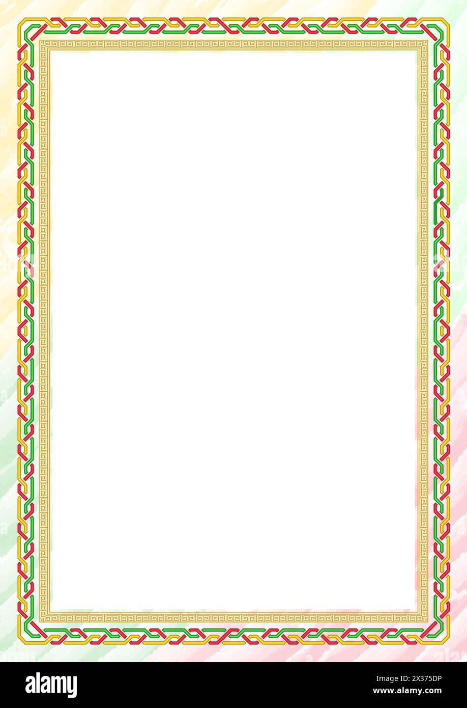 Vertical frame and border with colors of Myanmar flag, template ...