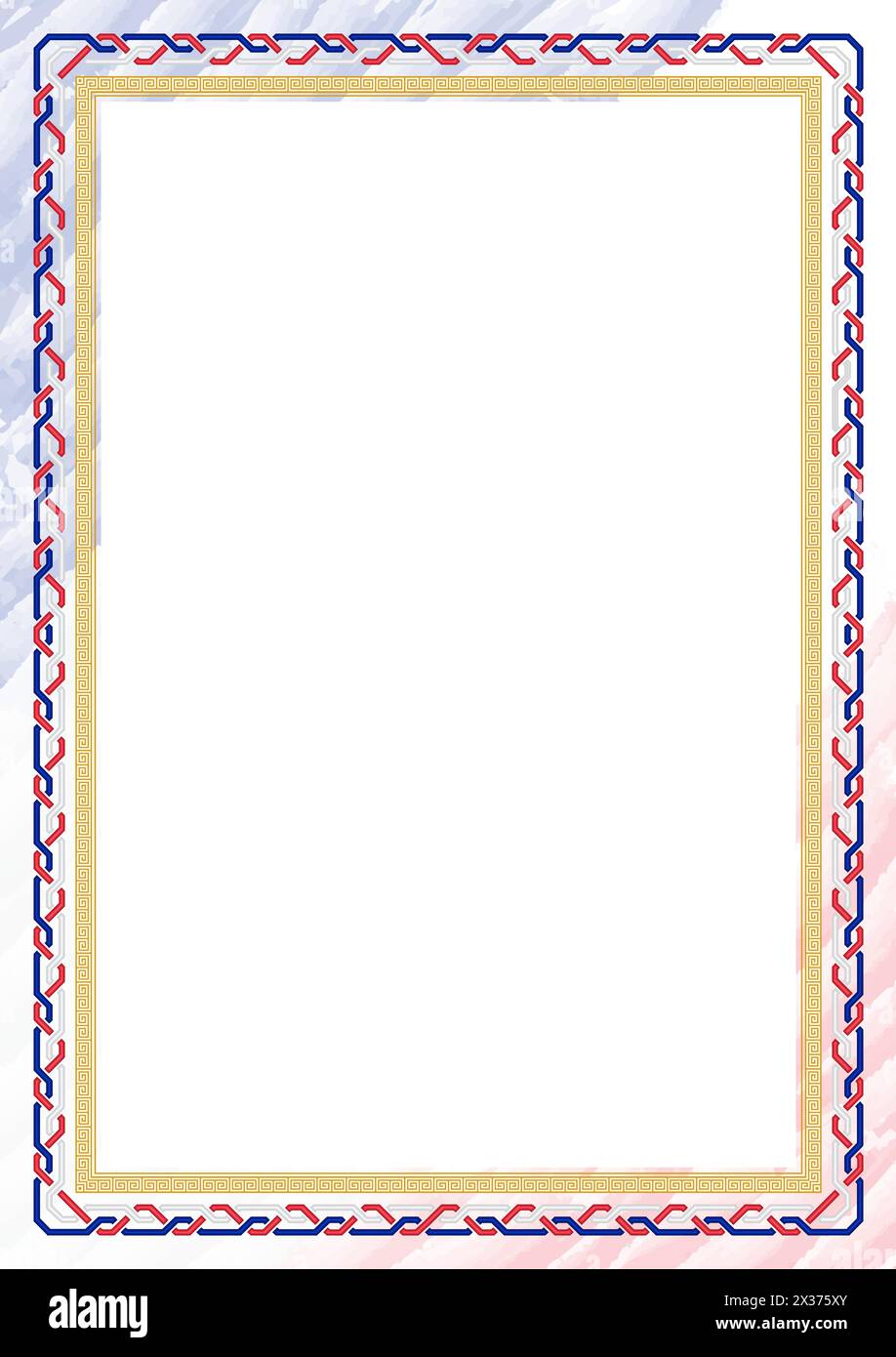 Vertical frame and border with colors of France flag, template elements ...