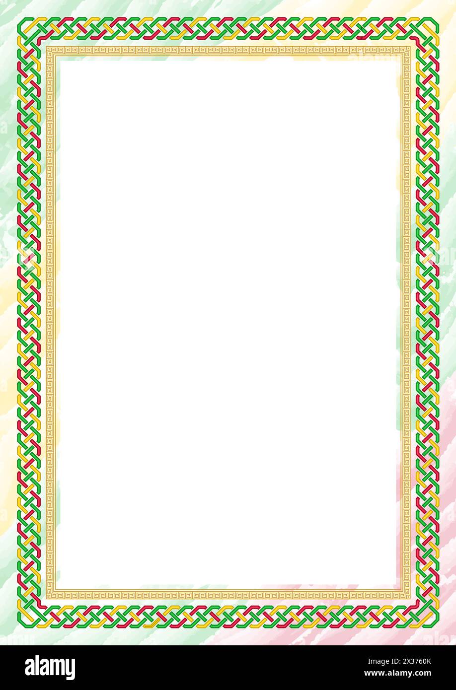 Vertical frame and border with colors of Sao Tome and Principe flag ...