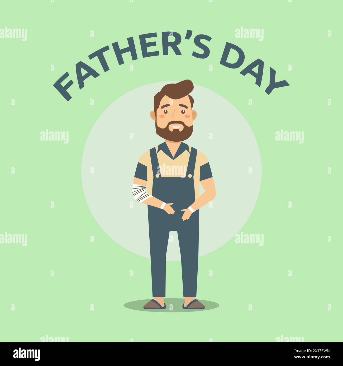 Father Day with Character of Dad with Bandage Injured Hand Symbolizing ...