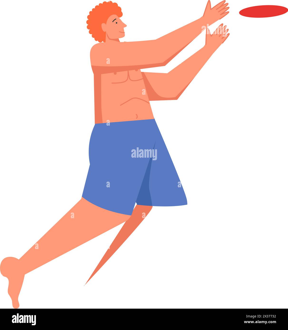 Man catching flying disc, vector flat style design illustration Stock ...