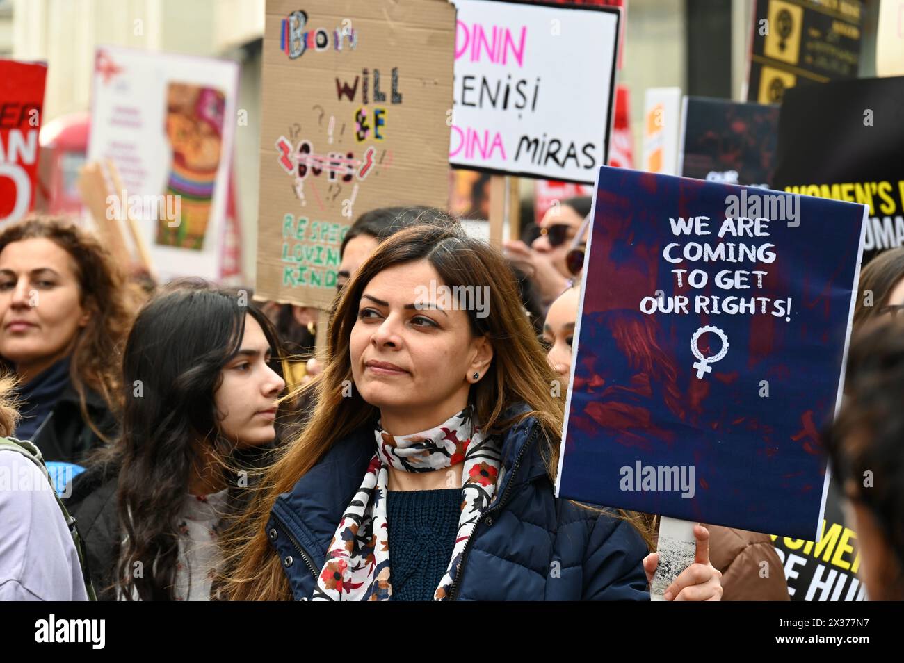 Protest for Women's Rights, Trafalgar Square, London, UK Stock Photo ...