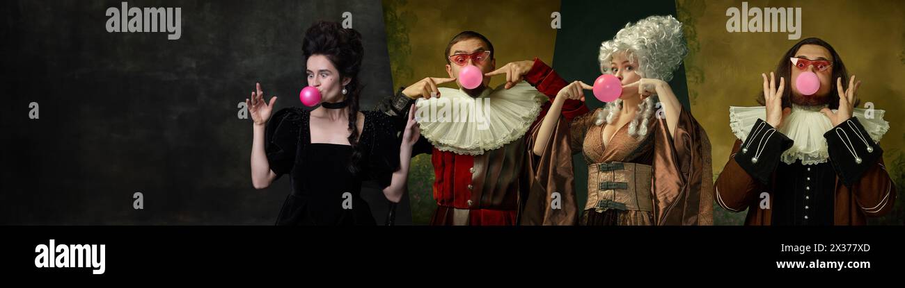 Taste of future. Royal people of middle ages, medieval men and women in ...