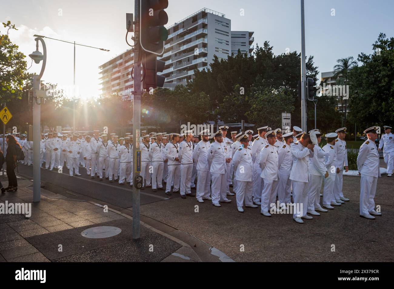 Royal Australian Navy service people of the HMAS Dechaineux prepare to ...