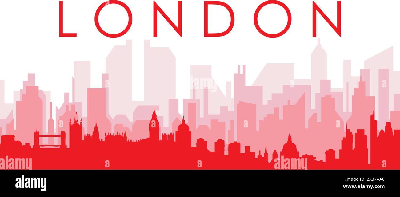 Red panoramic city skyline poster of LONDON, UNITED KINGDOM Stock ...