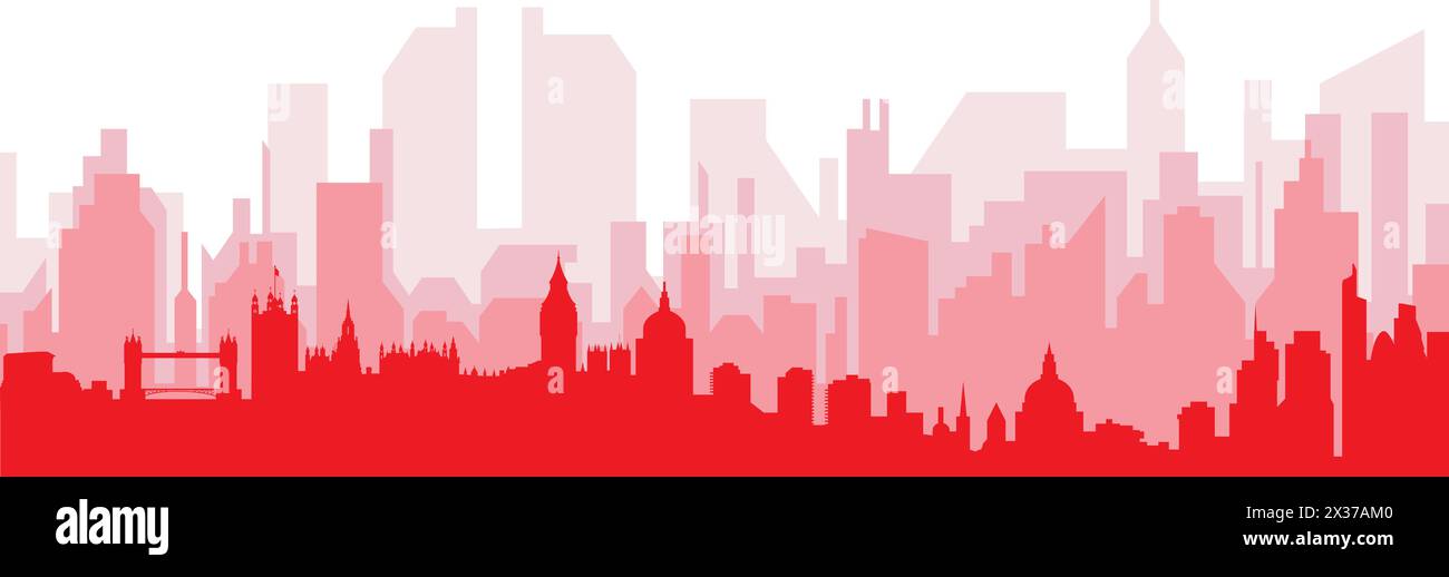 Red panoramic city skyline poster of LONDON, UNITED KINGDOM Stock ...