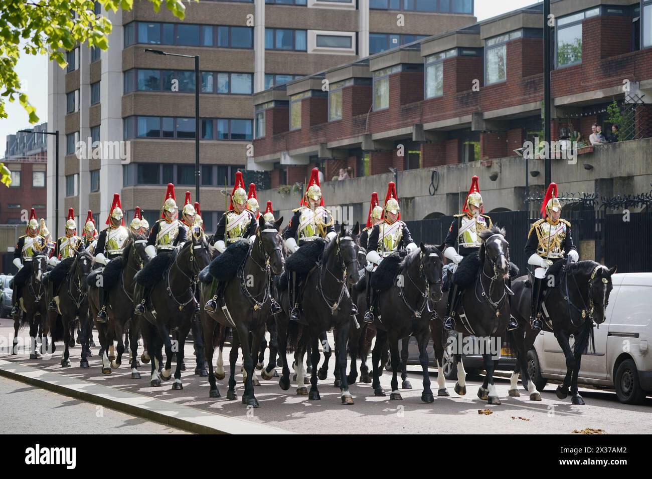 Members of the Household Cavalry leave Hyde Park Barracks before taking ...