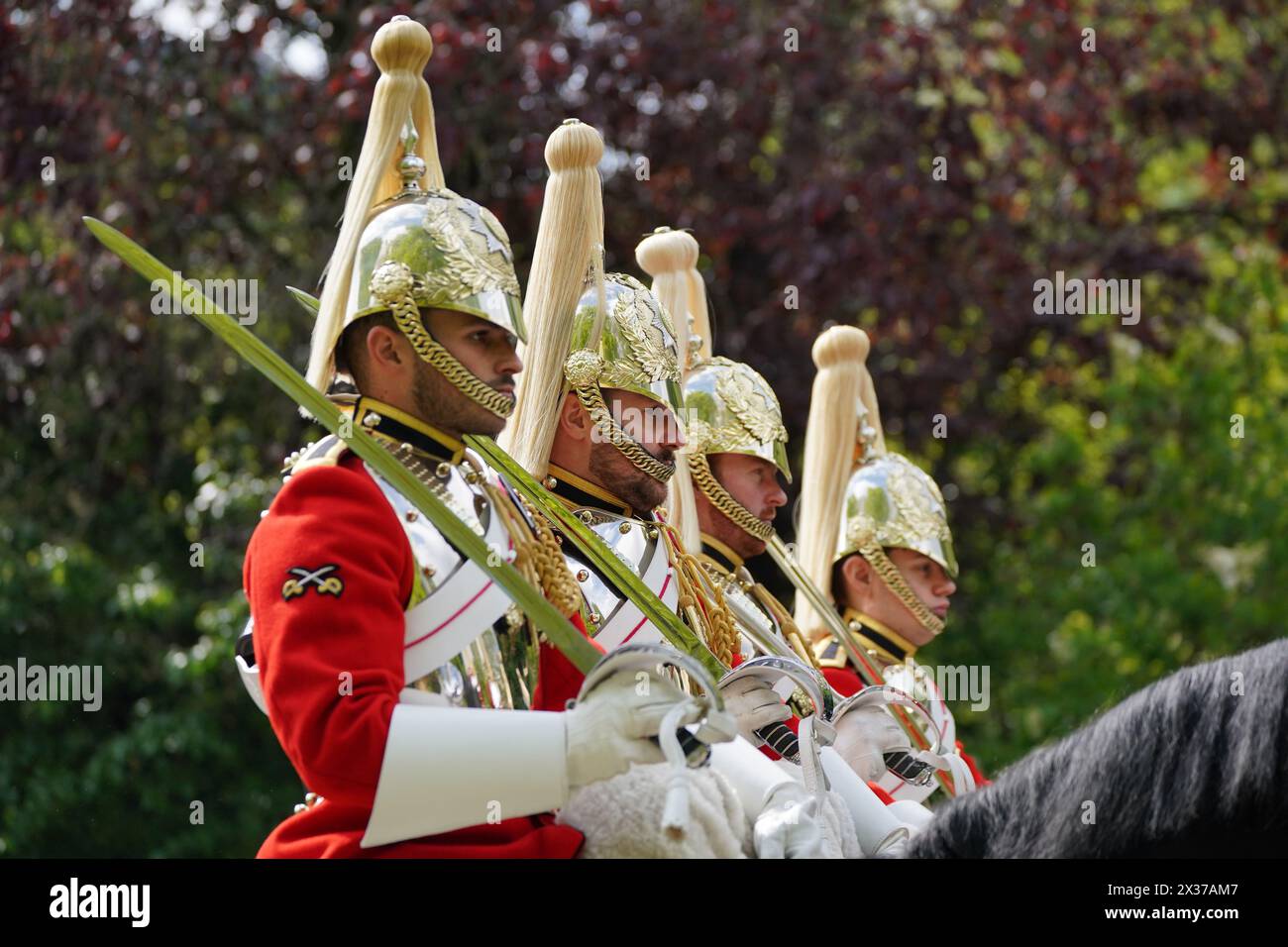 Members of the Household Cavalry leave Hyde Park Barracks before taking ...