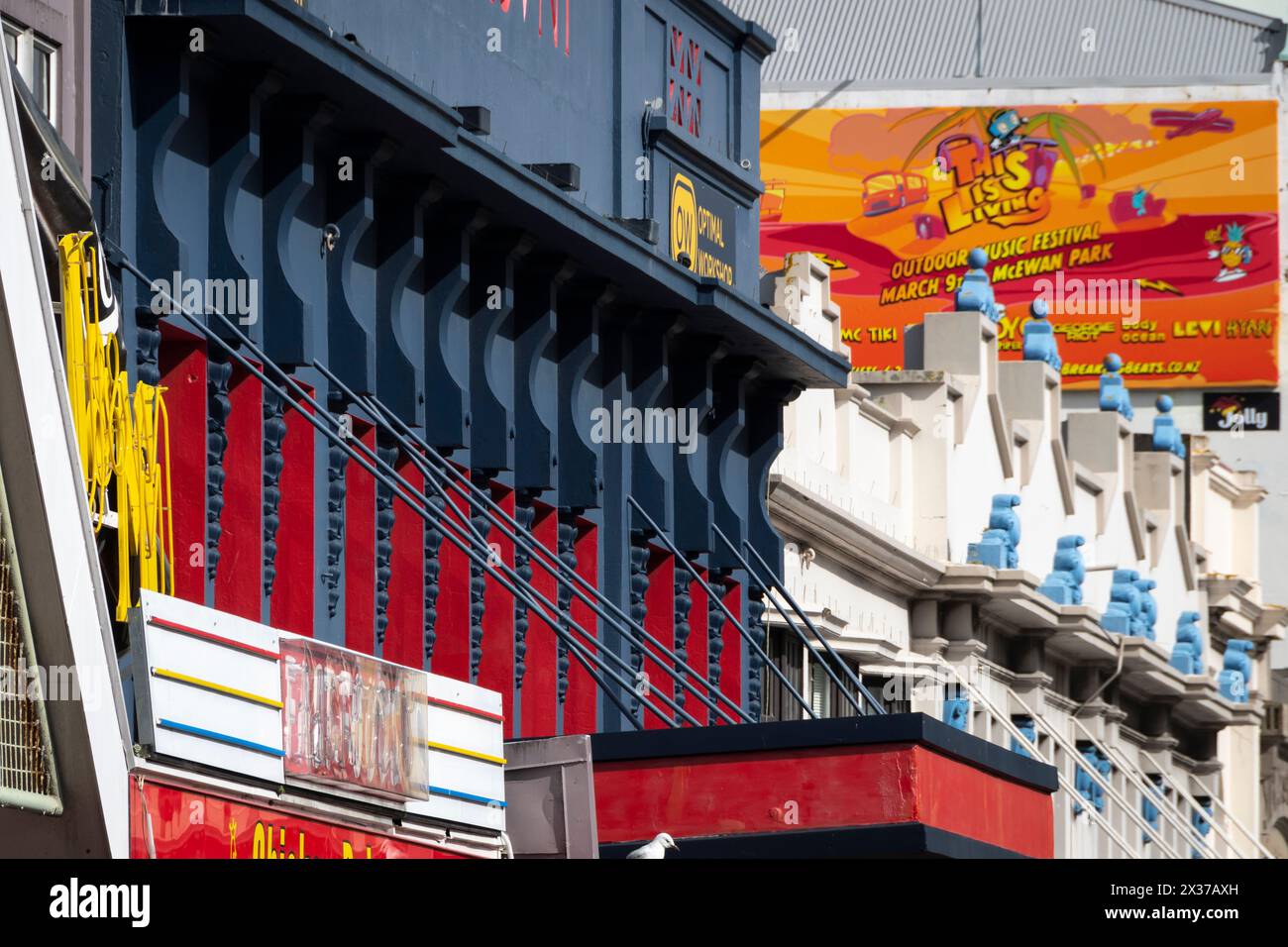 Colourful building facades, Wellington, North Island, New Zealand Stock ...