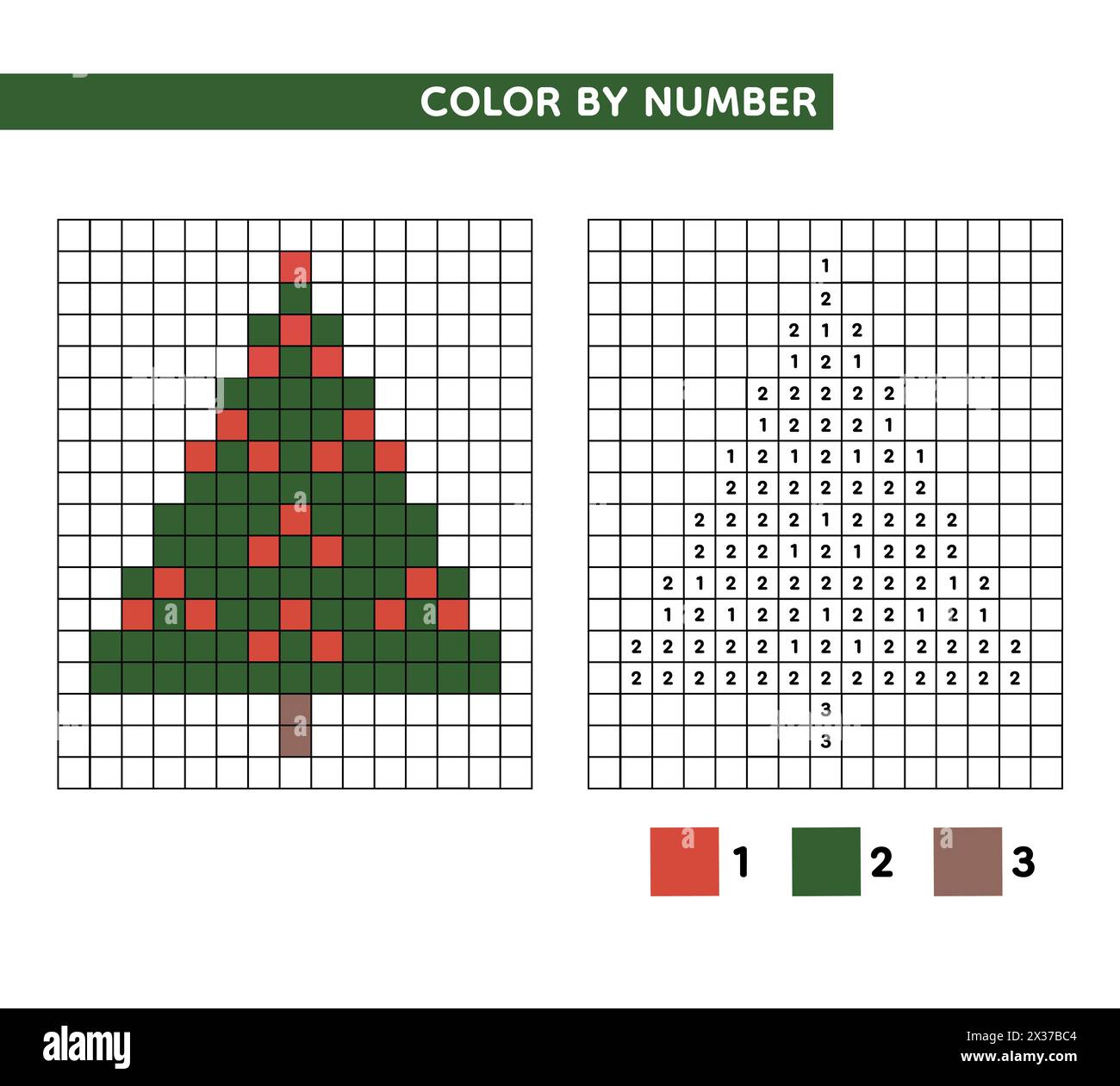 Christmas tree coloring book. Copy the picture educational game for ...