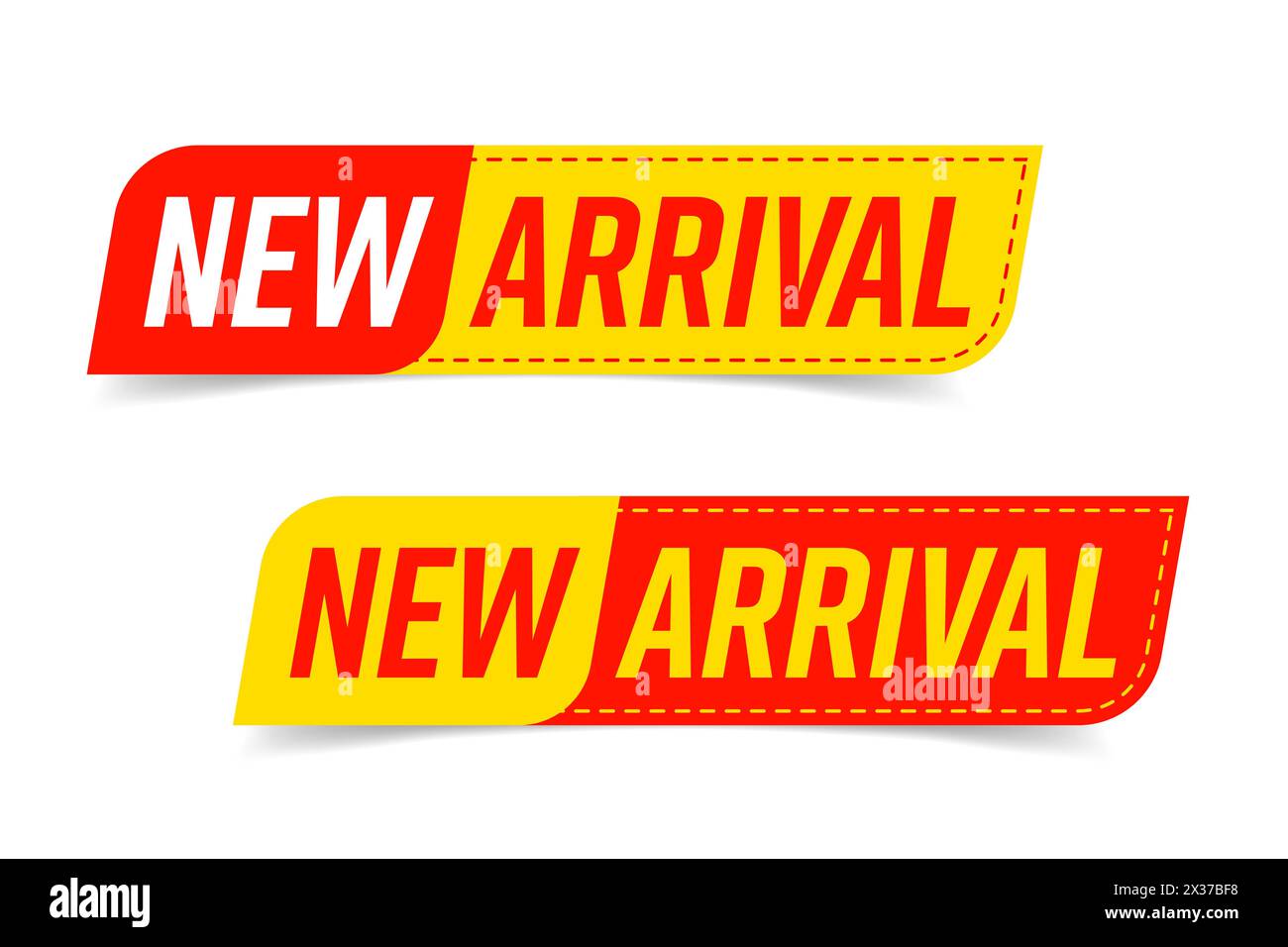 New arrival stitching sticker, label or badge design set. Design ...