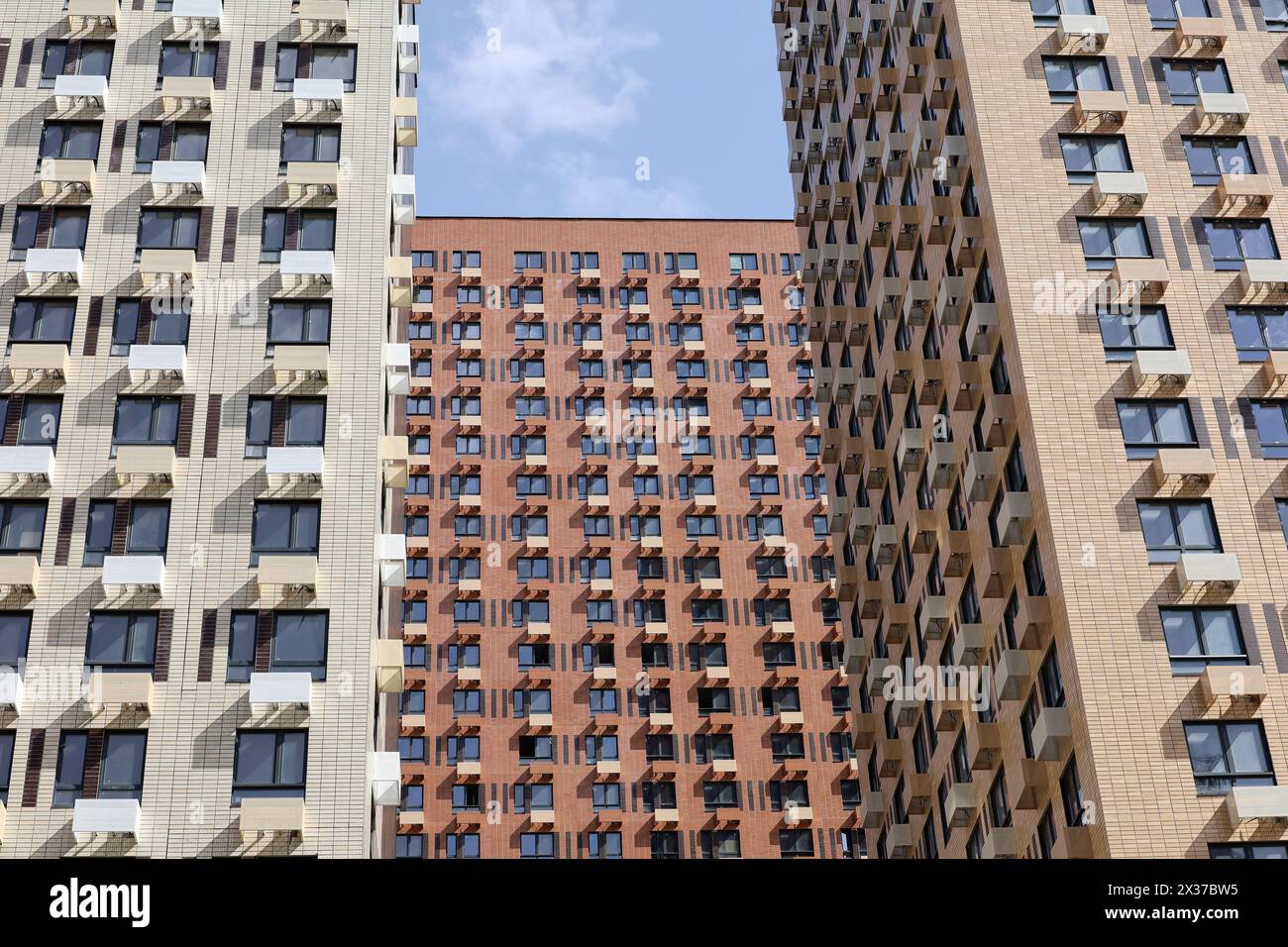 New residential buildings with boxes for air conditioners. House ...