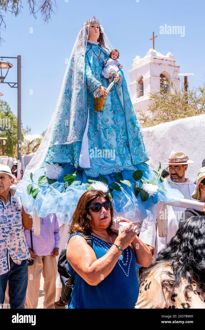 Local People Carry A Statue of The Virgin Mary Around Town During La ...