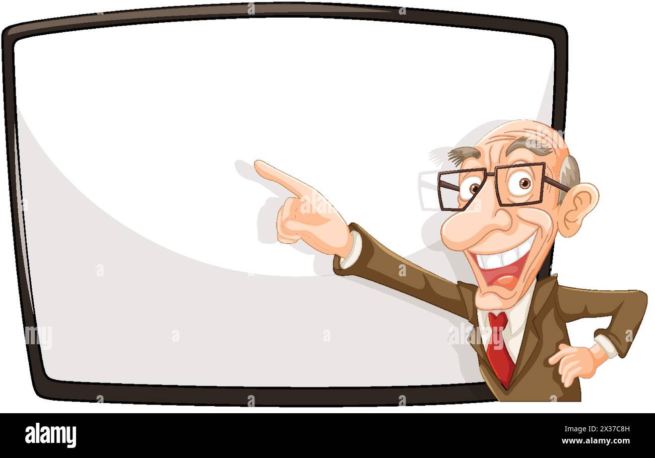 Cartoon professor pointing at an empty whiteboard Stock Vector Image ...