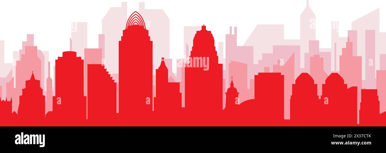 Red panoramic city skyline poster of CINCINNATI, UNITED STATES Stock ...