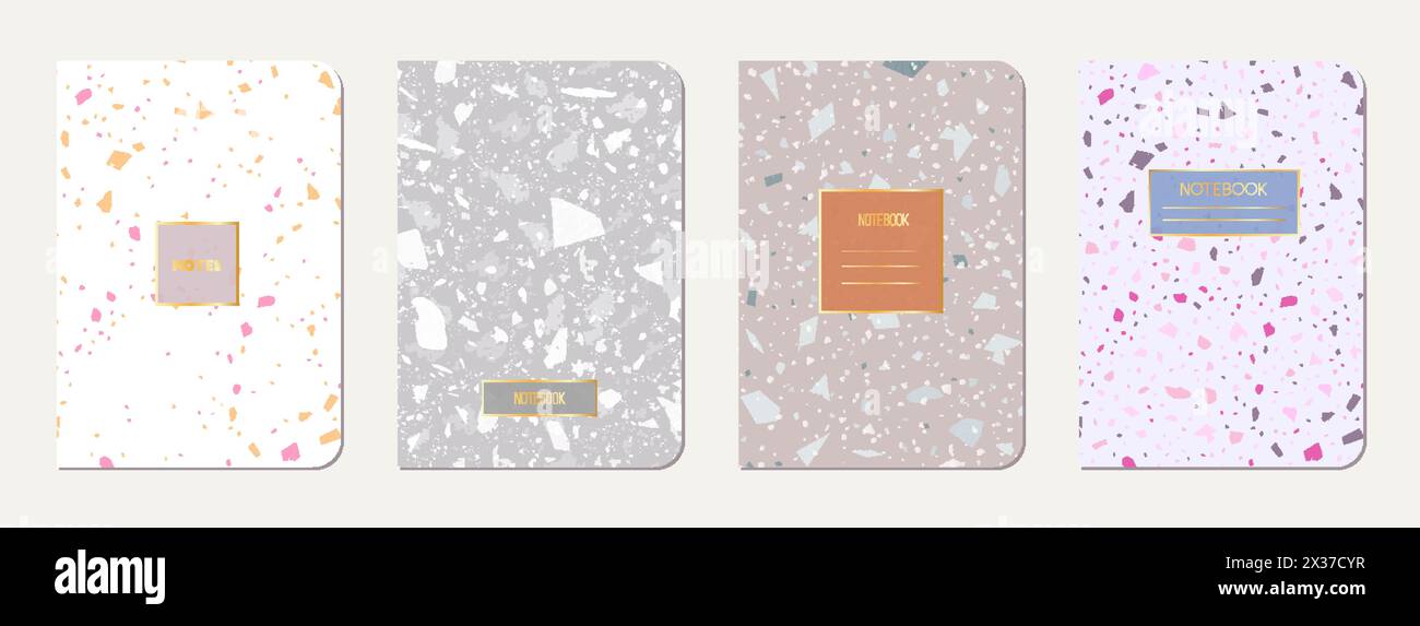 Notepad cover design. Terrazzo abstract background made of natural ...