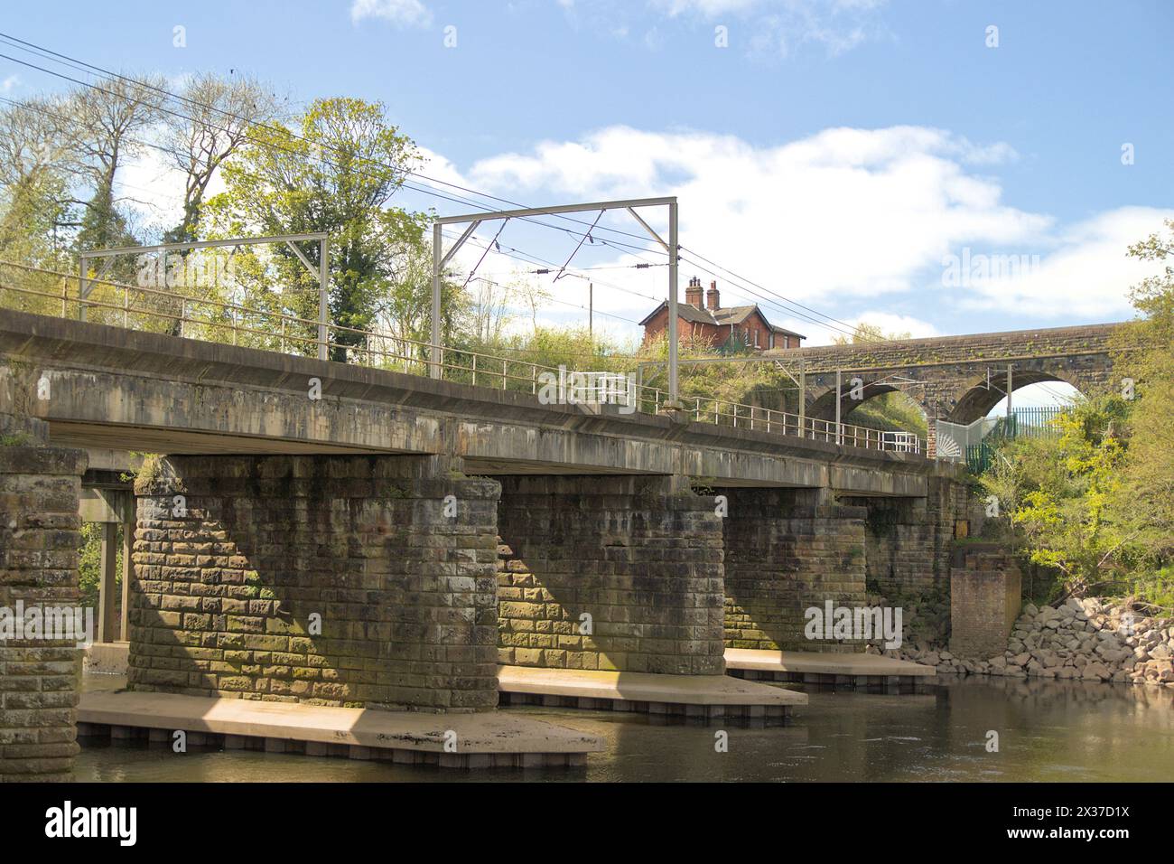 Railway bridge over the River Eden, Sheepmount, Carlisle, Cumbria, UK ...