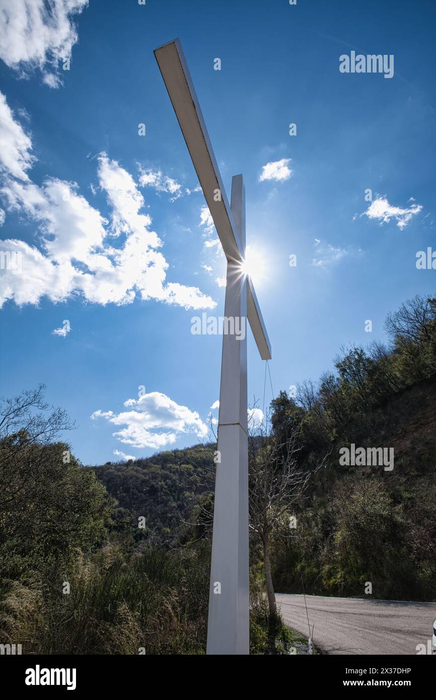 Giant Cross outside the New Philosophou monastery in Mt Menalon near ...