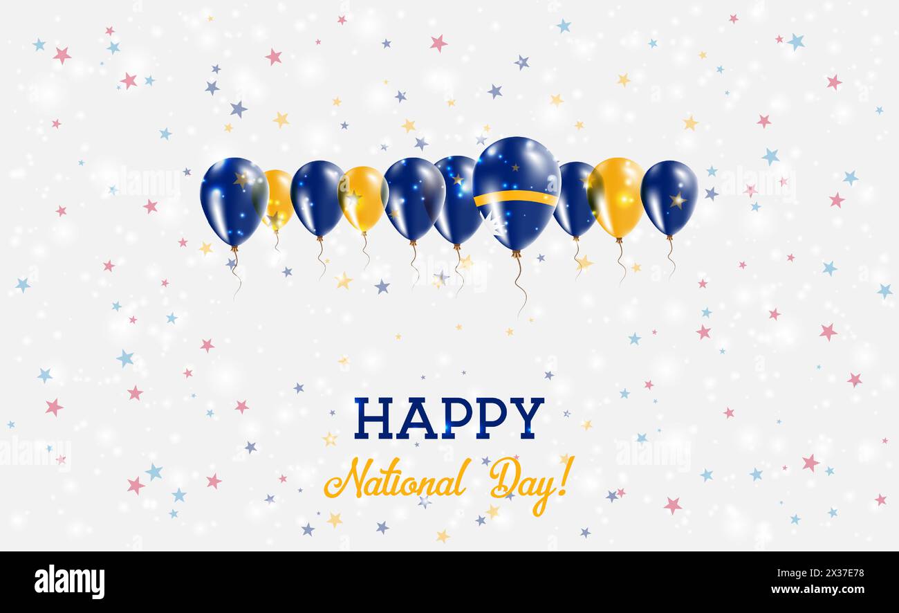 Nauru Independence Day Sparkling Patriotic Poster. Row of Balloons in ...