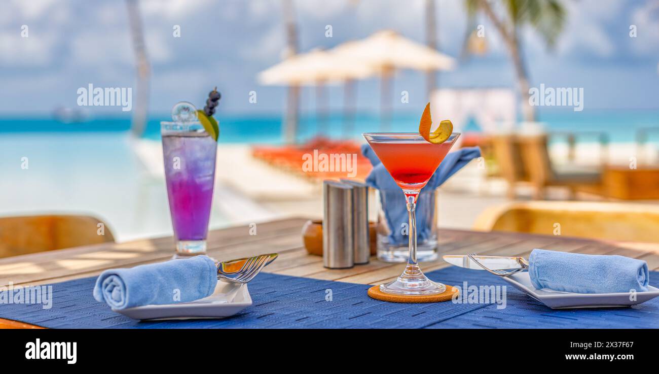Luxury resort hotel poolside, outdoor restaurant on beach, ocean sky ...