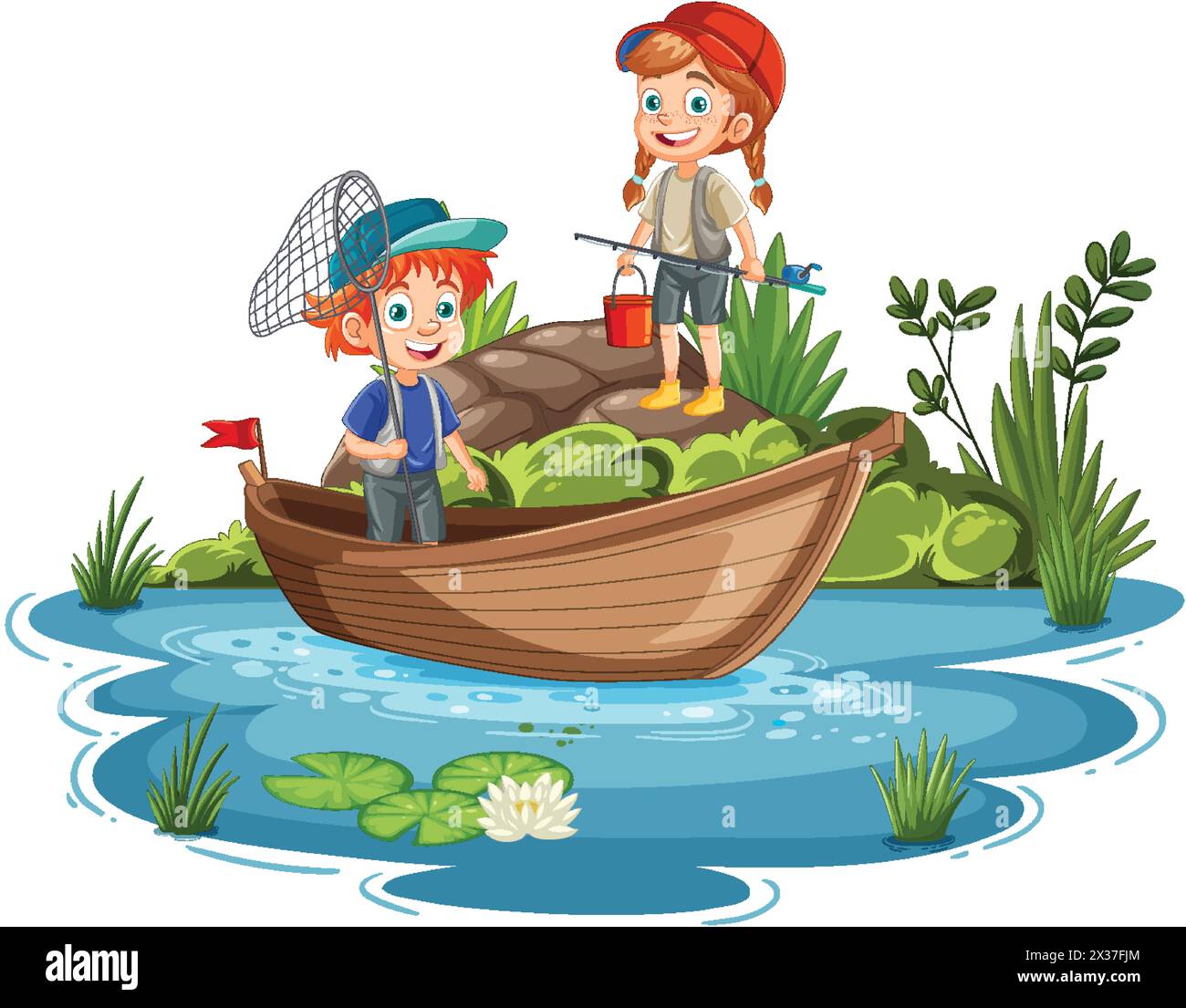 Playful fishing Stock Vector Images - Alamy
