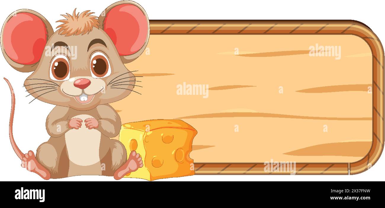 Cute mouse beside cheese with empty sign Stock Vector Image & Art - Alamy