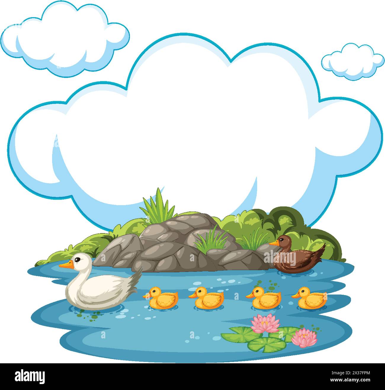 Vector illustration of ducks in a serene pond setting Stock Vector Image & Art - Alamy
