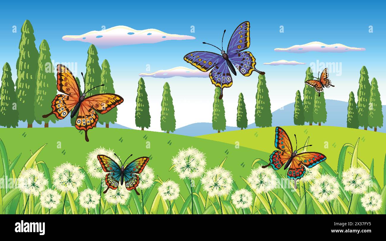 Above field trees Stock Vector Images - Alamy