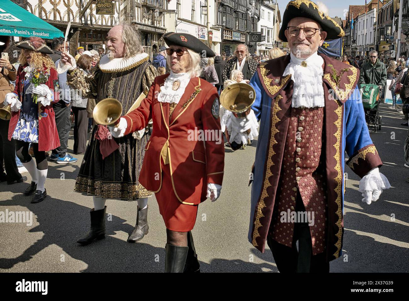 Shakespeare celebration parade with local people dressed in traditional ...