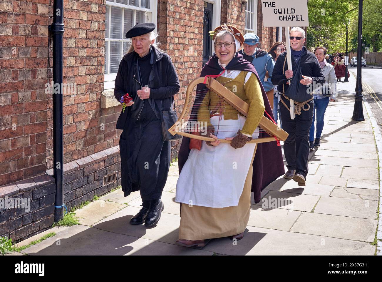 Tudor costume. Shakespeare celebration parade with local people dressed ...