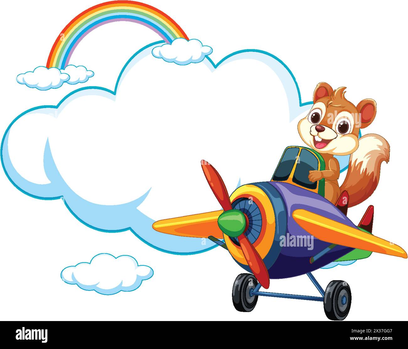 Cartoon squirrel flying a plane with rainbow Stock Vector Image & Art ...