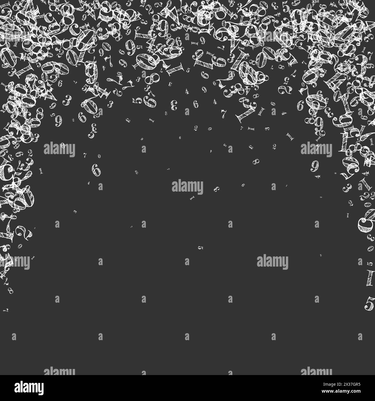 School math notebook cover. White chalk numbers floating in the air ...