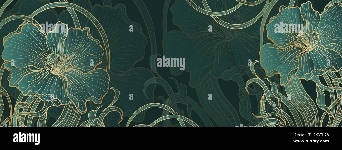 Elegant prestigious Art Deco background template with flowers. The ...