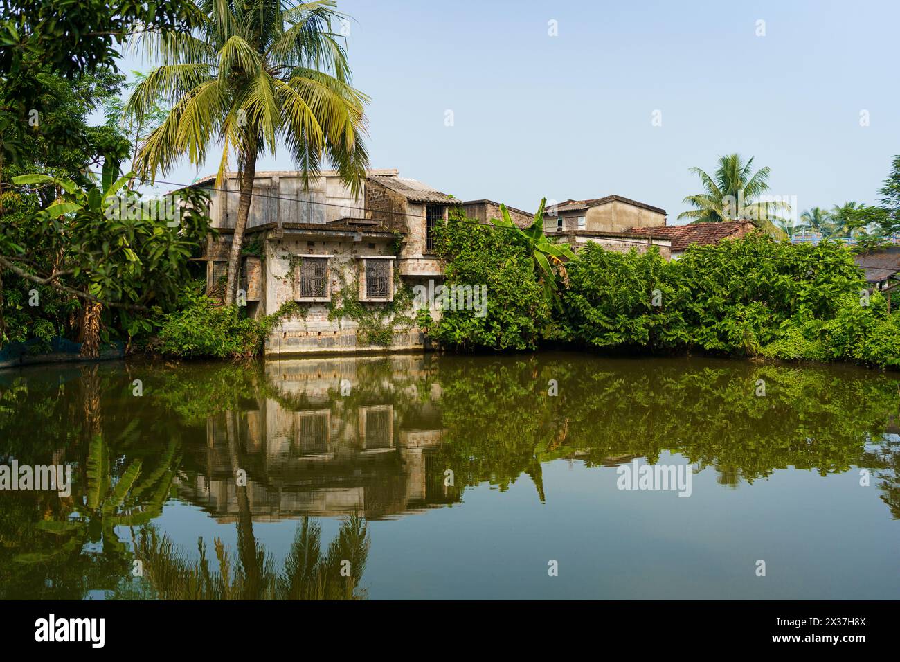Traditional indian house and lakes and puddle seen in the indian ...