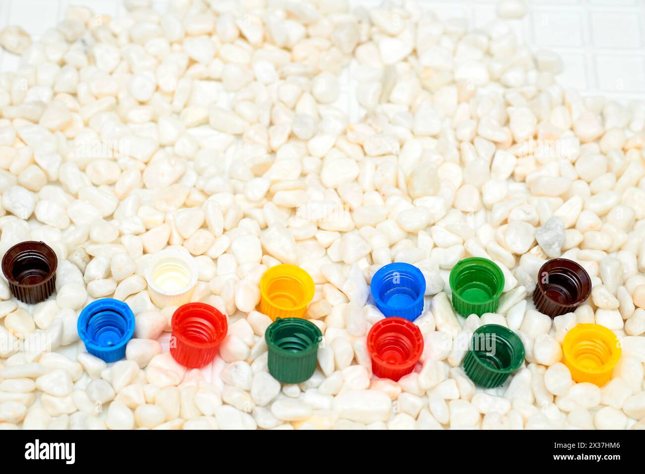 Multi colored caps lids for ketchup, mayonnaise, mustard, sauces Stock ...