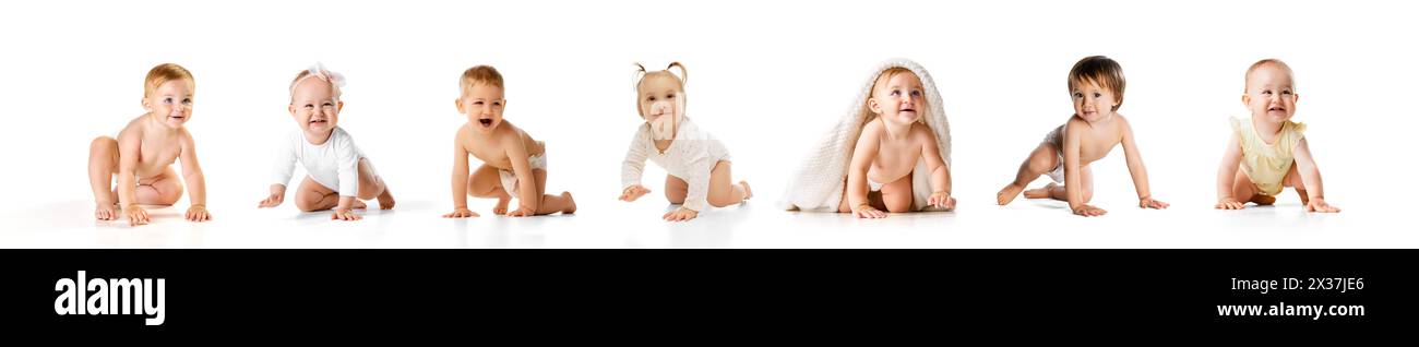 Collage made of different cute babies, little boys and girls, children ...
