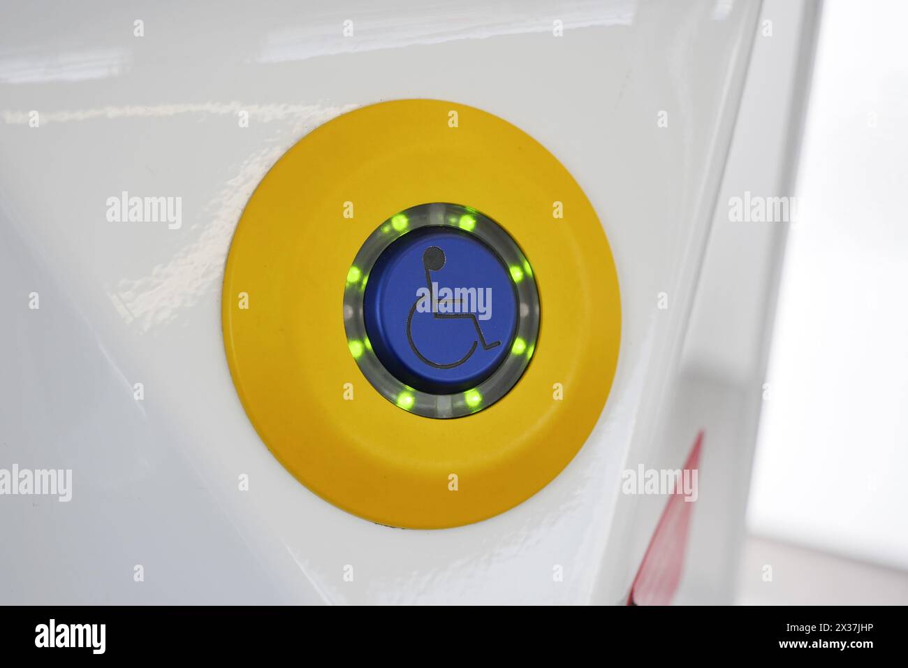 Push To Open Disabled Button In a Metro Train Stock Photo - Alamy