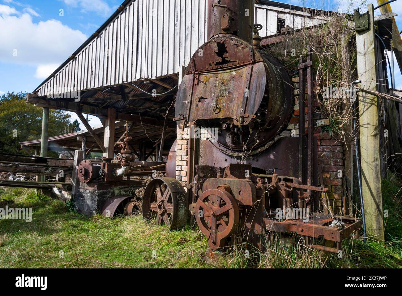 Steam engine at Endeans Mill, near Taumaranui, North Island, New ...