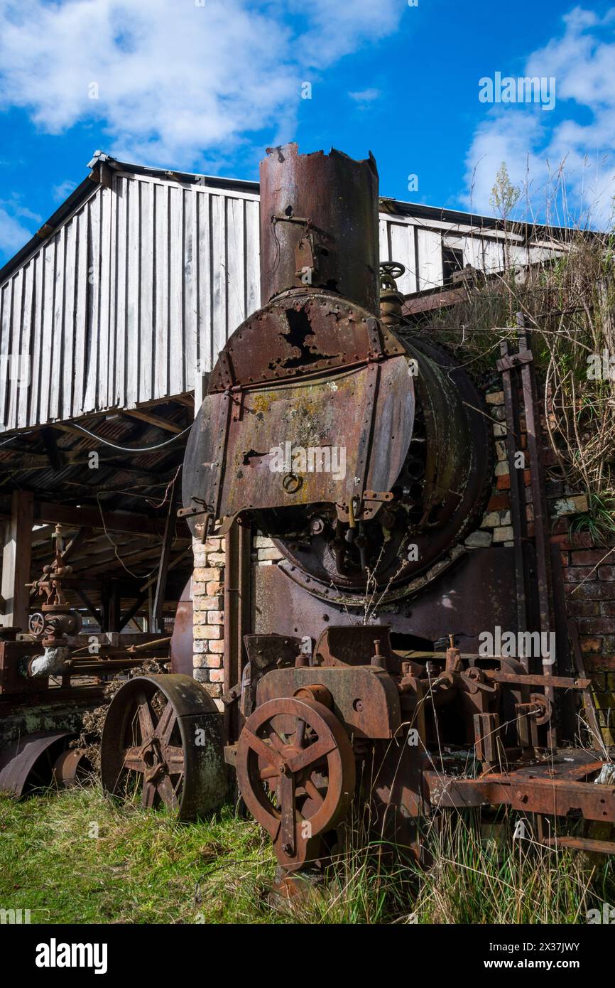 Steam engine at Endeans Mill, near Taumaranui, North Island, New ...