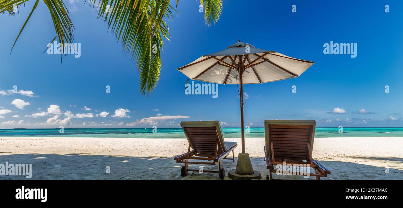 Tropical paradise beach. Romantic sand and coco palms travel tourism ...
