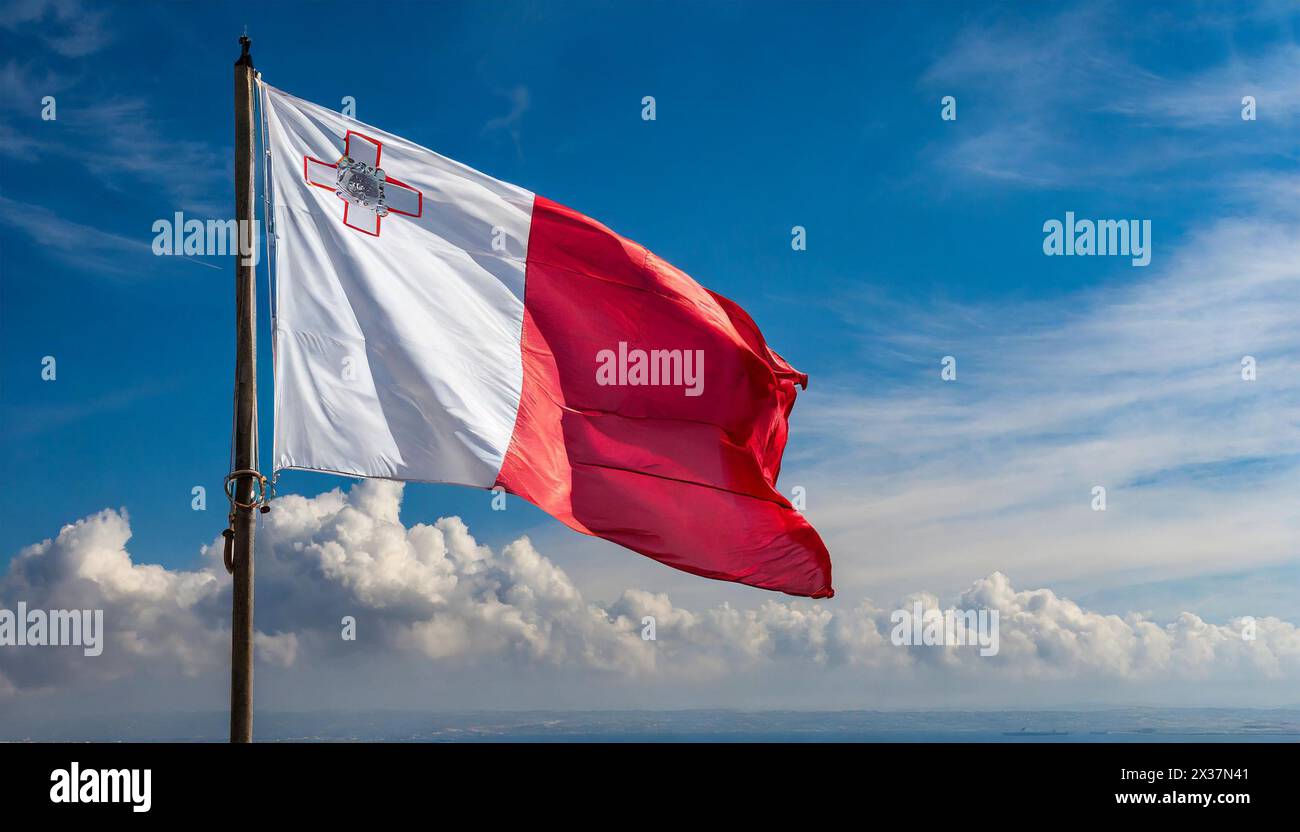 Fahnen, die Nationalfahne von Malta flattert im Wind Stock Photo - Alamy