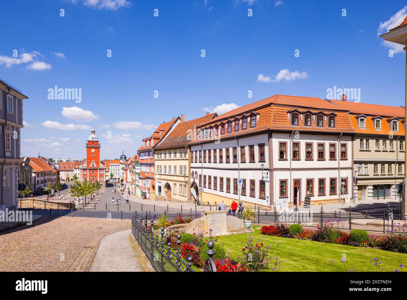 Stadtansicht Wasserkunst und Rathausturm. Gotha Thüringen Deutschland ...