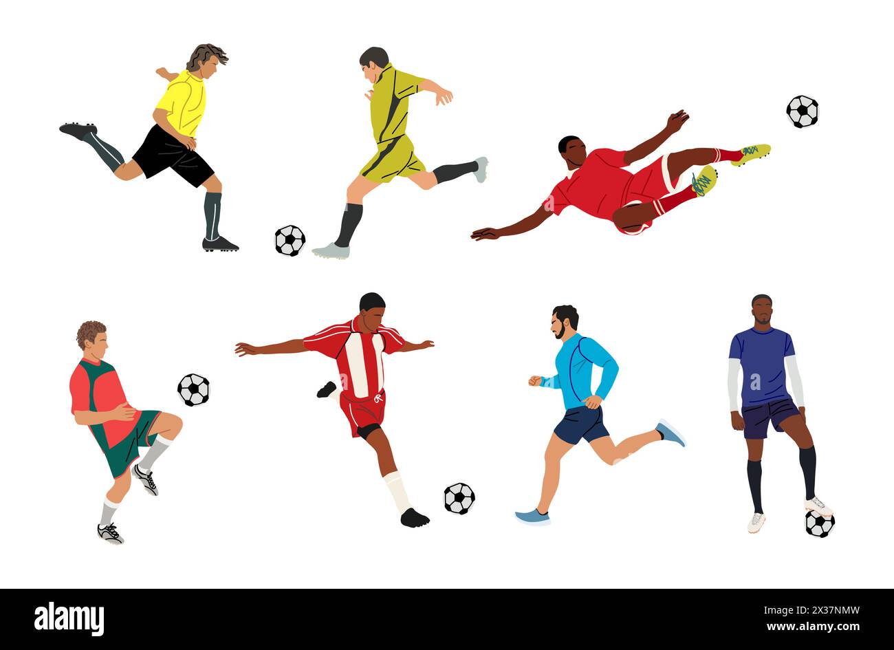 Set of different sports men soccer players Stock Vector Image & Art - Alamy