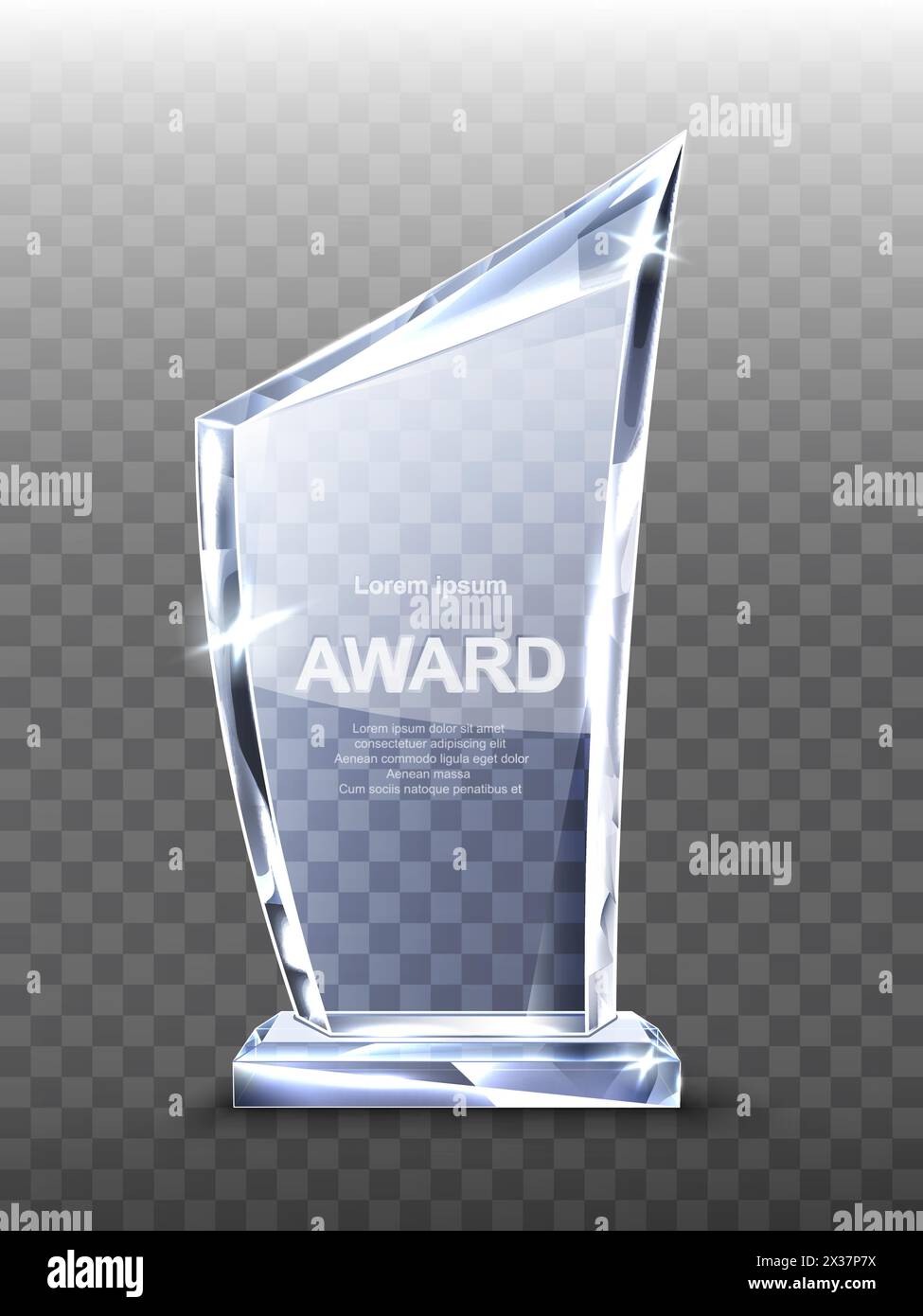 Award glass trophy isolated on transparent background. Acrylic ...